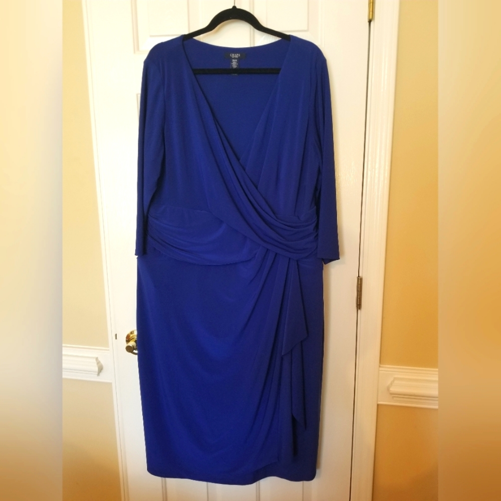 Royal Blue Chaps 18w Dress With Defined Waist And Dra… - Gem